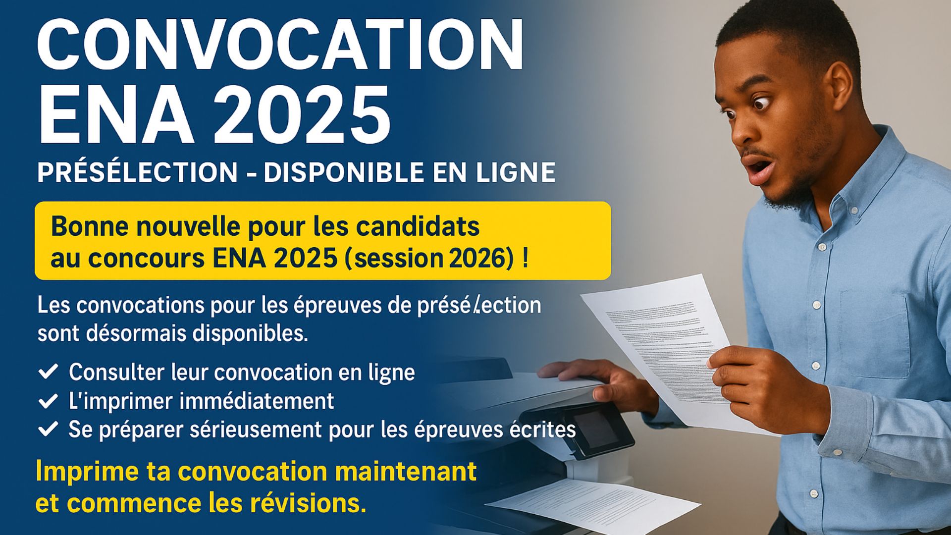 Convocation ENA 2025 : Voici comment imprimer sa convocation | MaCarrierePro.Net